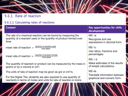 Rates of reaction AQA 9-1 Combined science specifiaction | Teaching ...