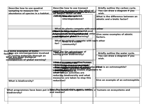 AQA Combined Trilogy Biology B7 Revision Mat with Model Answers ...