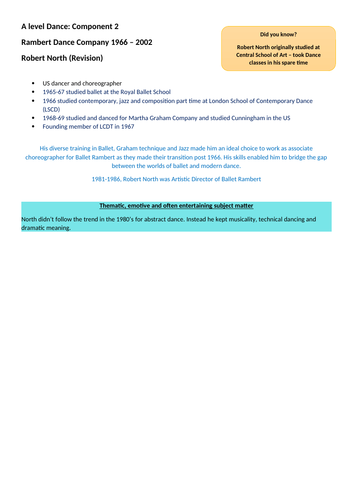 A Level Dance - Rambert 1966-2002 - Practitioner revision sheets ...