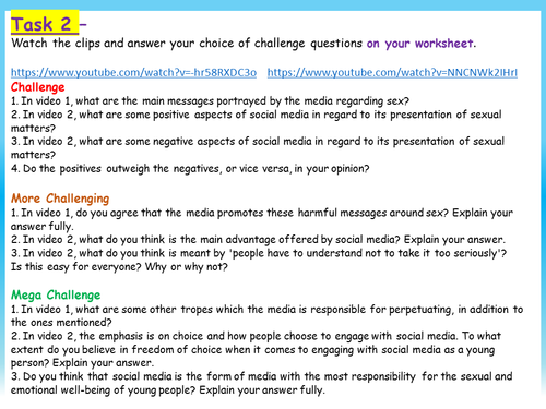 Sex and the Media PSHE | Teaching Resources