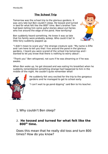 The School Trip Age Related Year 2 Comprehension | Teaching Resources