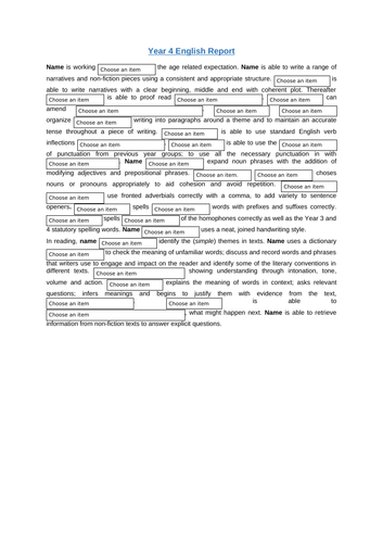 Report comments bank Year 4 all subjects | Teaching Resources