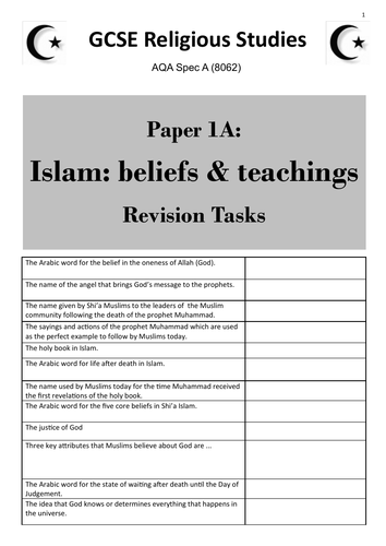 Christianity & Islam revision activities bundle for AQA GCSE Religious Studies Paper 1 ...