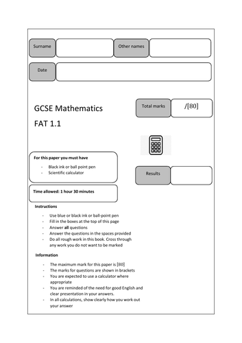 GCSE Mathematics Higher Sample Exam Paper 2 | Teaching Resources