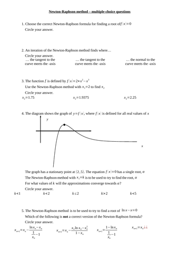 Newton Raphson method (new A level maths) | Teaching Resources