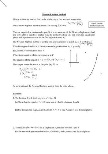 Numerical solution of equations (new A level maths) | Teaching Resources