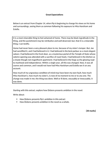 AQA GCSE English Literature Great Expectations Practice Questions ...