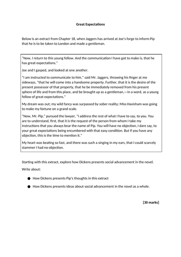 AQA GCSE English Literature Great Expectations Practice Questions ...