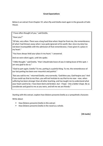AQA GCSE English Literature Great Expectations Practice Questions ...