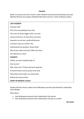 AQA English Literature GCSE - 13 Macbeth Practice Questions | Teaching ...