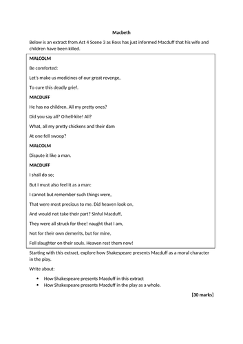 AQA English Literature GCSE - 13 Macbeth Practice Questions | Teaching ...