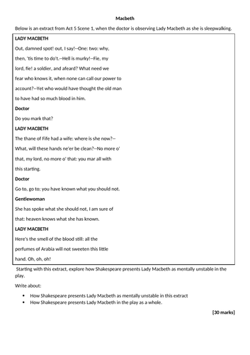 AQA English Literature GCSE - 13 Macbeth Practice Questions | Teaching ...