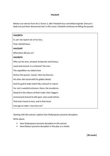 AQA English Literature GCSE - 13 Macbeth Practice Questions | Teaching ...