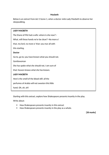 AQA English Literature GCSE - 13 Macbeth Practice Questions | Teaching ...