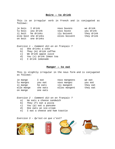 Boire et manger | Teaching Resources