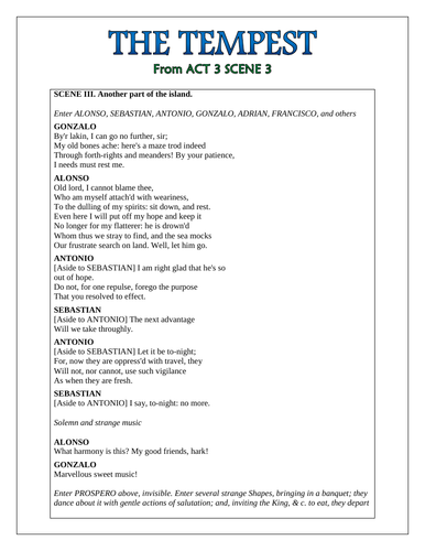 The Tempest - Shakespeare's Dramatic Devices! | Teaching Resources