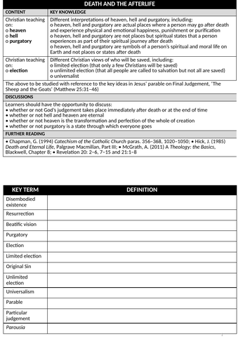 Death and Afterlife workbook - Christianity - OCR A-level Religious ...
