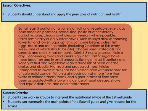Year 7 Introduction to Food & Nutrition | Teaching Resources