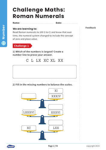Roman Numerals: Y4 – Number and Place Value – Maths Challenge ...
