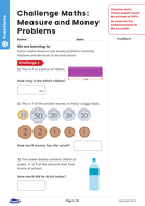 Measure and Money Problems: Y4 – Fractions – Maths Challenge | Teaching ...