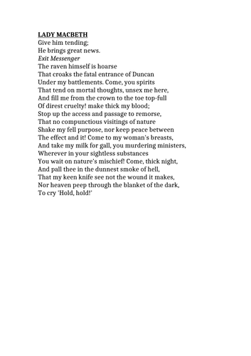 Macbeth - To analyse the character of Lady Macbeth and her role within ...