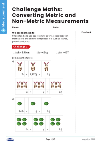 Converting Metric Measurements: Y5 – Measurement – Maths Challenge ...