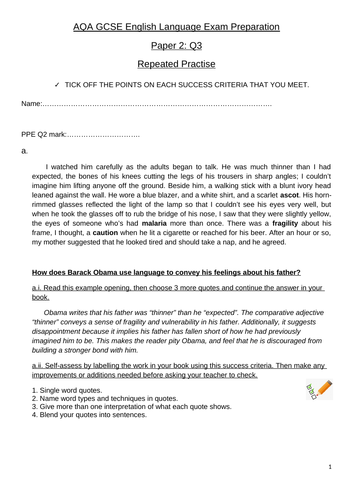 AQA GCSE English Language Paper 2 Booklets: Repeated Practise ...