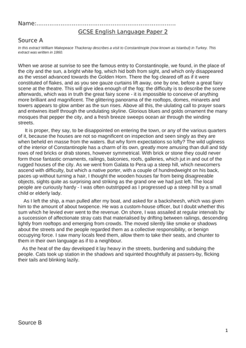 AQA GCSE English Language three mock Paper 2s | Teaching Resources