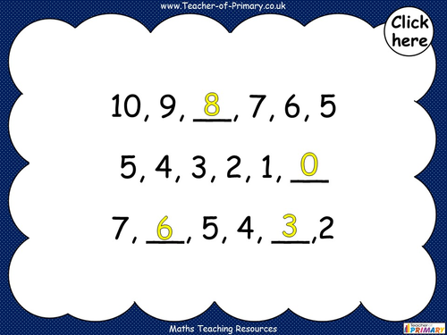 Counting Backwards - Year 1 | Teaching Resources