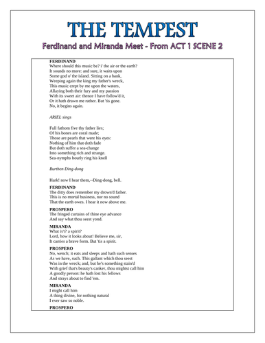 The Tempest - Love on the Island! | Teaching Resources