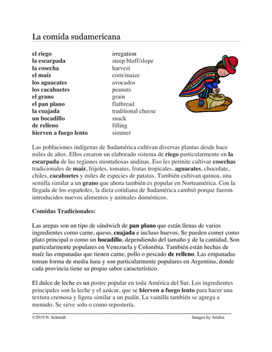 Comida Sudamericana Lectura y Cultura: Empanadas, Arepas, Asados etc ...