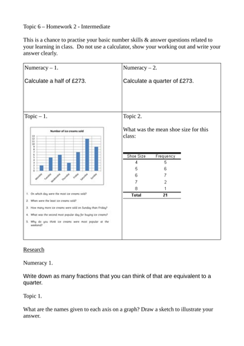 Collecting and representing data homework pack. Maths KS3/GCSE ...