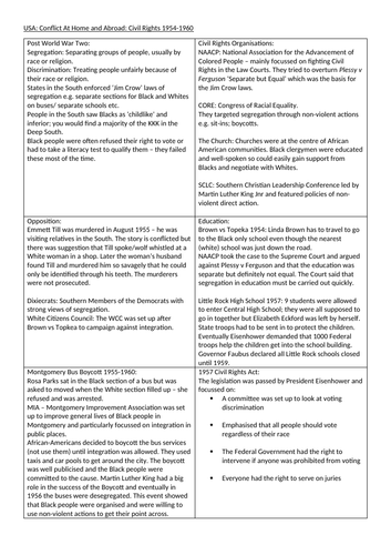 Edexcel GCSE USA: At Home and Abroad Revision Booklet | Teaching Resources