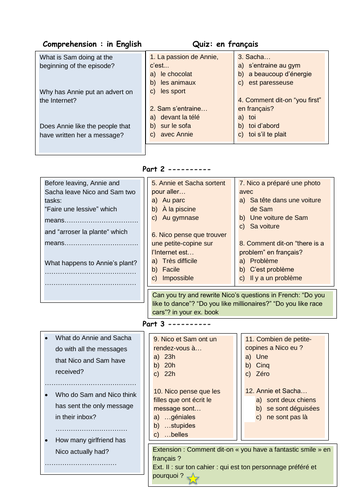Extra French - episode 3 | Teaching Resources