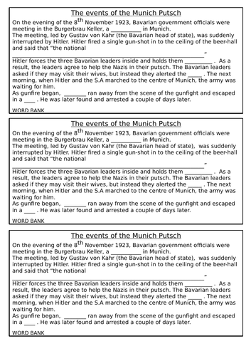 The Munich Putsch (9-1 Edexcel GCSE, Germany 1918-1939) | Teaching ...