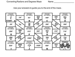 Converting Radians and Degrees Maze | Teaching Resources