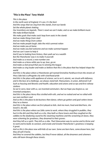 Poems From Other Cultures- Manchester | Teaching Resources