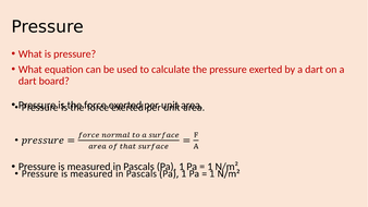 Pressure in Fluids - AQA GCSE Separate Science | Teaching Resources