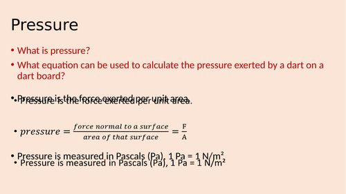 Pressure in Fluids - AQA GCSE Separate Science | Teaching Resources