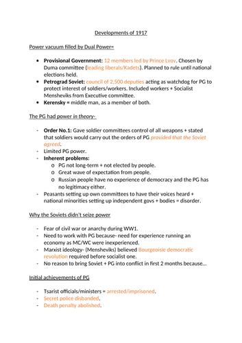 Russia 1917 Revolutions notes - AQA A-level Russian History | Teaching ...