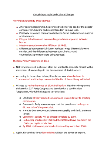 Society and culture under Khrushchev - AQA A-level Russian history ...