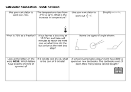 GCSE Calculator Revision Mats Set 2: Higher and Foundation | Teaching ...