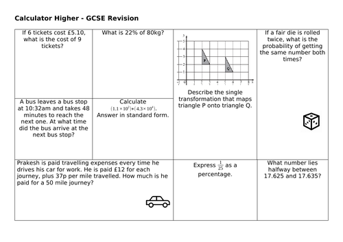 GCSE Calculator Revision Mats Set 2: Higher and Foundation | Teaching ... GCSE Calculator Revision Mats Set 2: Higher and Foundation | Teaching ...