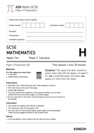 AQA GCSE Maths Higher "Predicted" Paper 2 (2019) - Paper B | Teaching ...