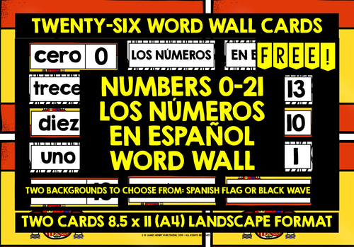 SPANISH NUMBERS 0-21 WORD WALL FREEBIE | Teaching Resources