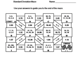 Standard Deviation Activity: Math Maze | Teaching Resources