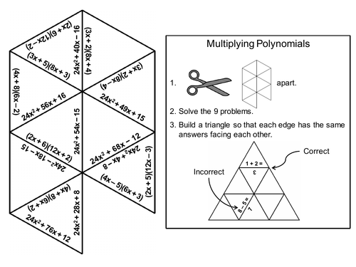 Multiplying Polynomials Game: Math Tarsia Puzzle | Teaching Resources