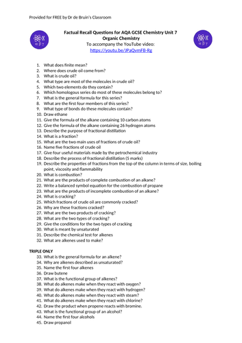 Factual Recall Questions for AQA GCSE Chemistry / Combined Science ...