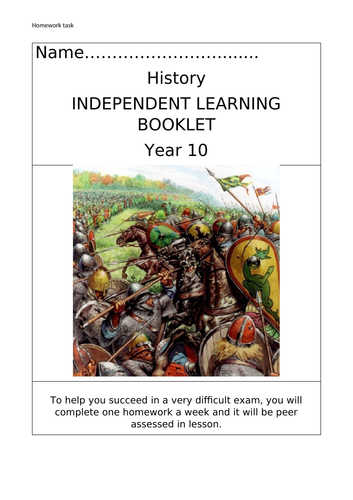GCSE Homework booklet 3 year 10 3yr course | Teaching Resources