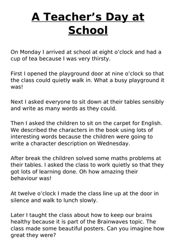 My Day At School Recount | Teaching Resources